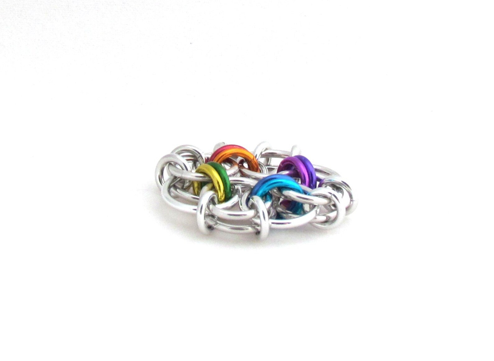 Rainbow Pendant, Chain Maille Jewelry, Multicolor Pendant, Rainbow ...