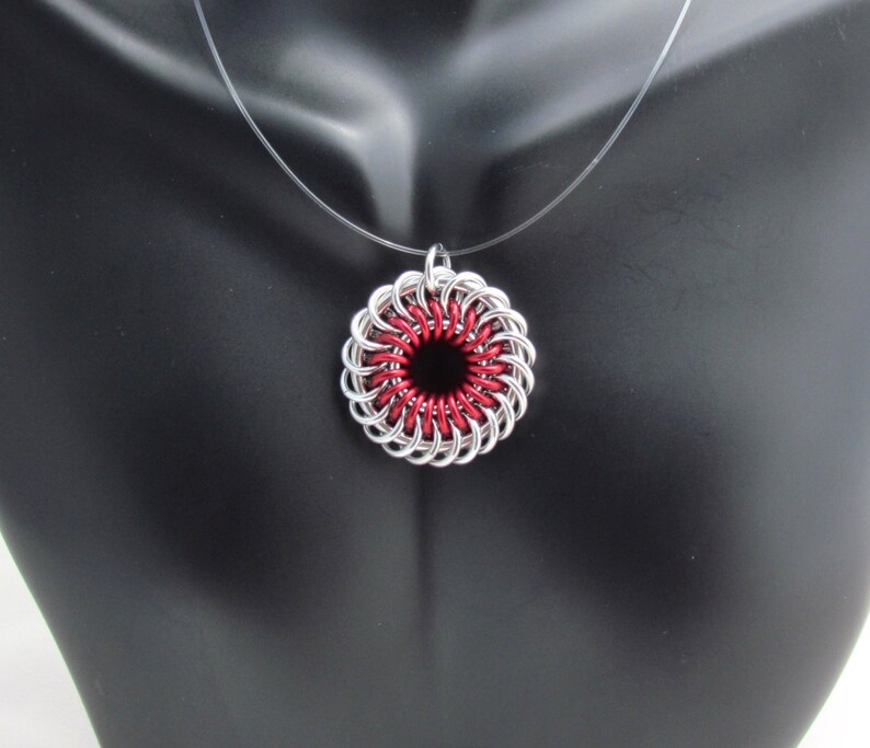 Red Pendant Chain Maille Jewelry Jump Rings Spiral Chain | Etsy