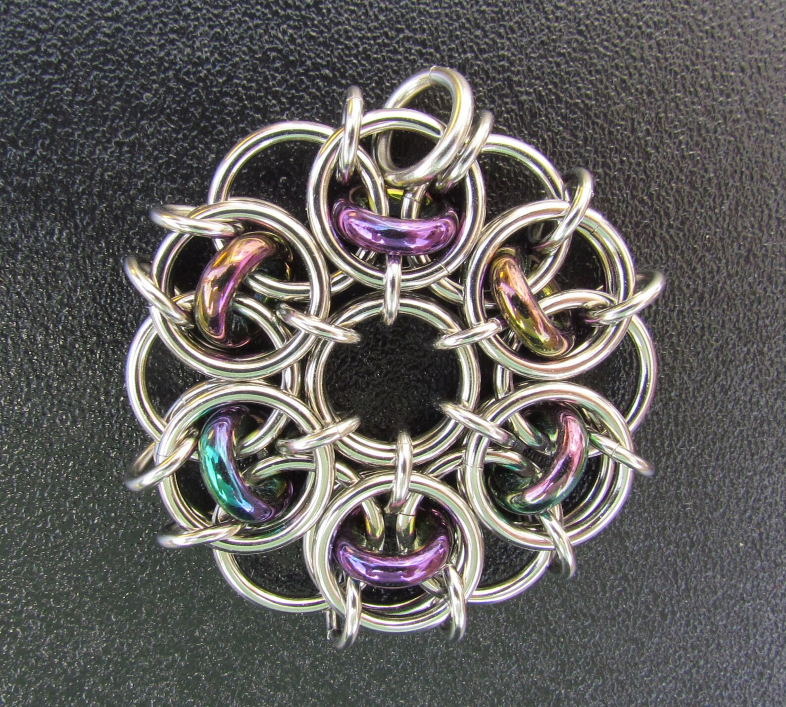 Glass Pendant, Purple Pendant, Chain Maille Pendant, Iris Purple Glass ...