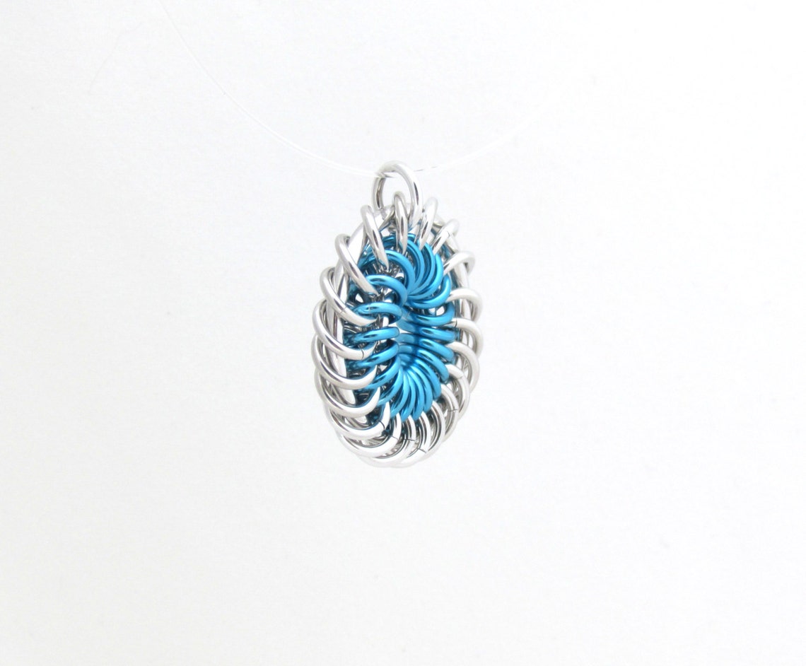 Blue Chain Maille Pendant, Jump Ring Jewelry, Blue Pendant, Aluminum ...