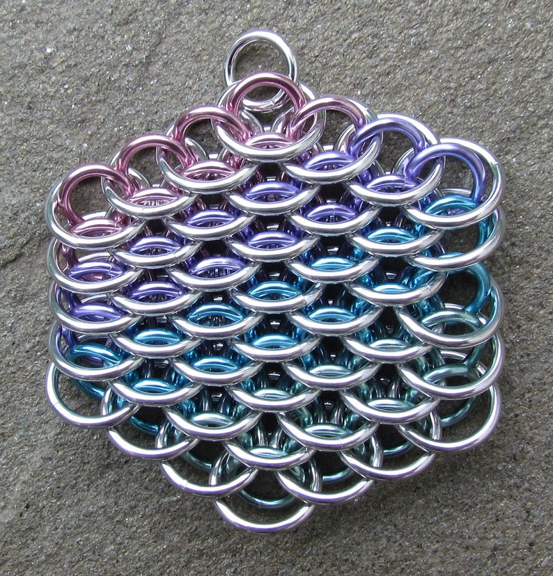 Chain Maille Pendant Dragonscale Pendant Pastel Pendant - Etsy
