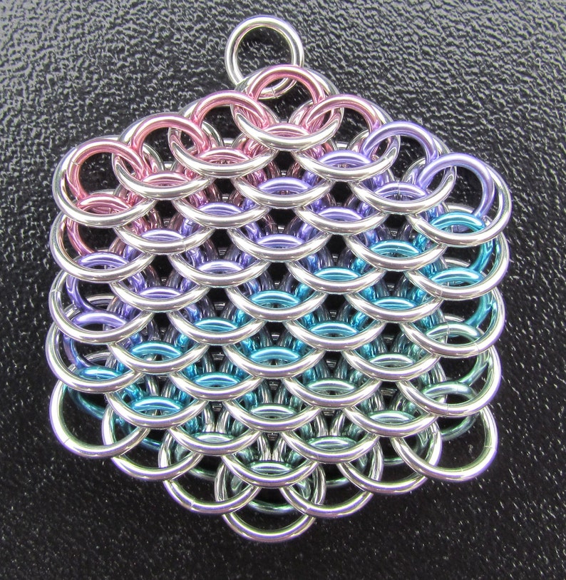 Chain Maille Pendant Dragonscale Pendant Pastel Pendant - Etsy