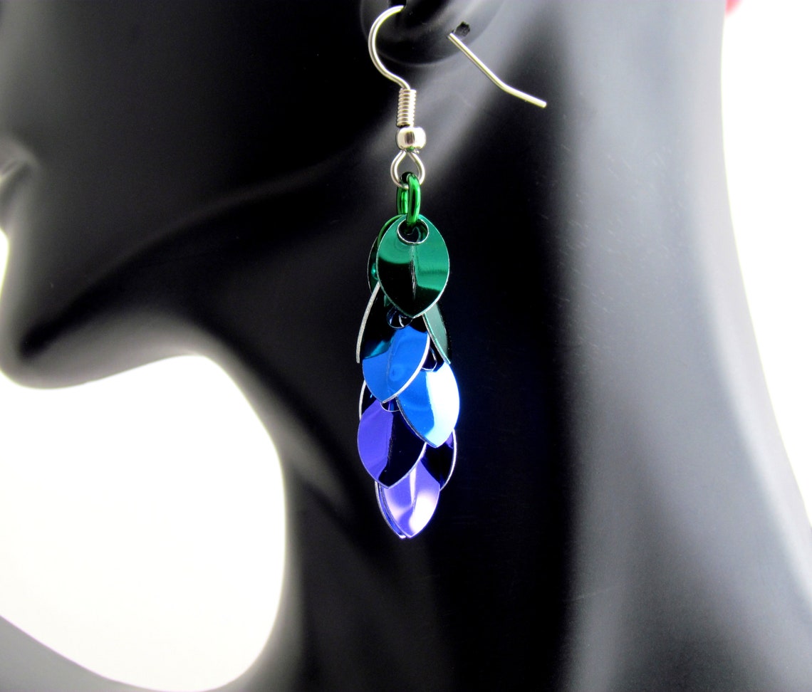 Scale Earrings, Mini Dragon Scale Earrings, Chain Maille Jewelry ...