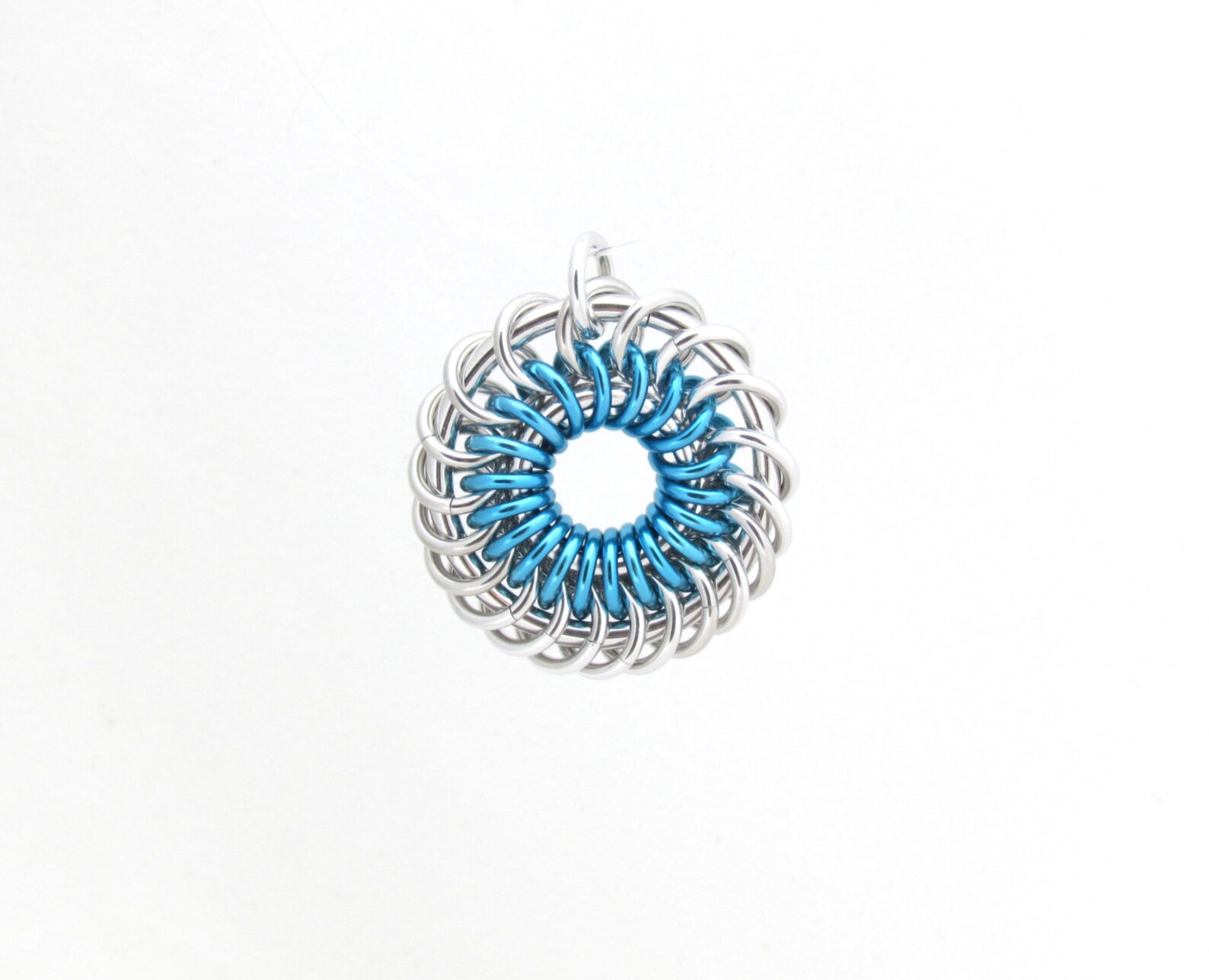 Blue Chain Maille Pendant, Jump Ring Jewelry, Blue Pendant, Aluminum ...