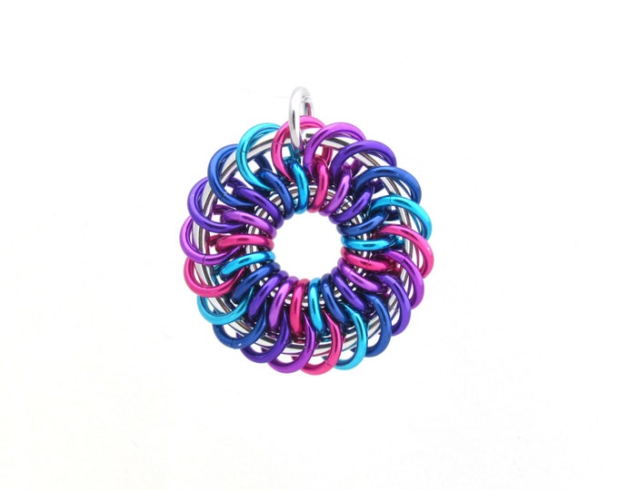 Chain Maille Pendant, Spiral Jump Ring Pendant, Multicolor Jewelry ...