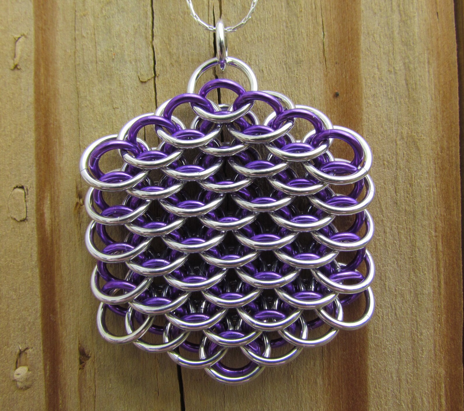 Chain Maille Pendant Purple Pendant Dragonscale Pendant | Etsy