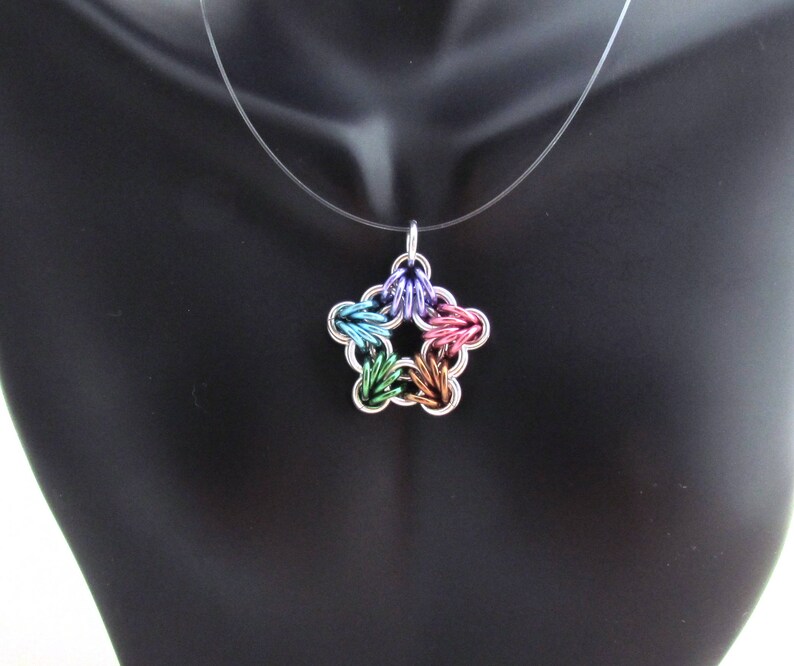 Pastel Star Pendant, Chain Maille Pendant, Multicolor Star Chain Maille ...