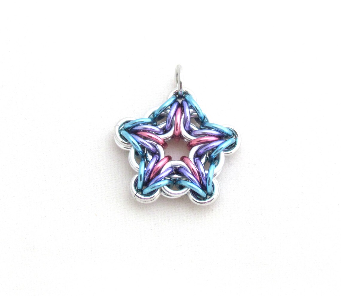 Star Pendant Chain Mail Pendant Pastel Jewelry Star Jewelry - Etsy