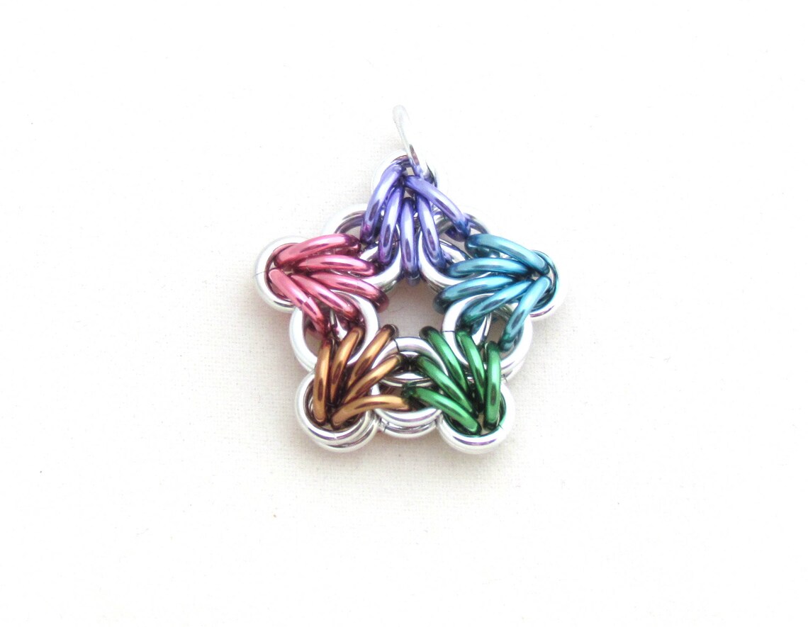Pastel Star Pendant Chain Maille Pendant Multicolor Star - Etsy
