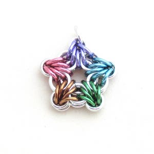 Pastel Star Pendant, Chain Maille Pendant, Multicolor Star Chain Maille ...