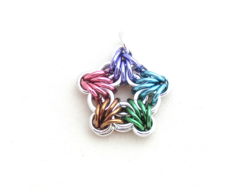 Pastel Star Pendant Chain Maille Pendant Multicolor Star - Etsy