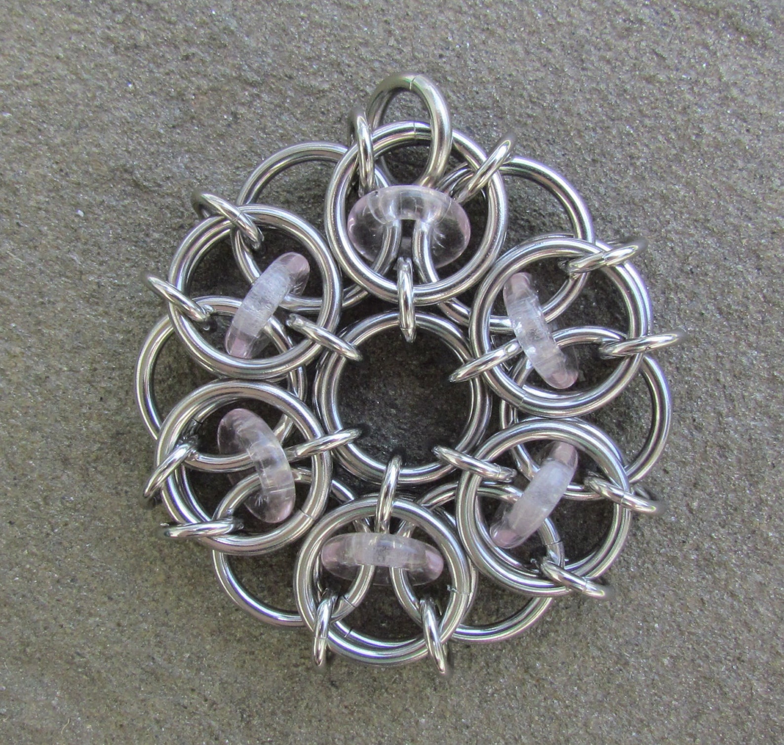 Chain Maille Pendant Glass Pendant Pink Pendant Light Pink - Etsy UK