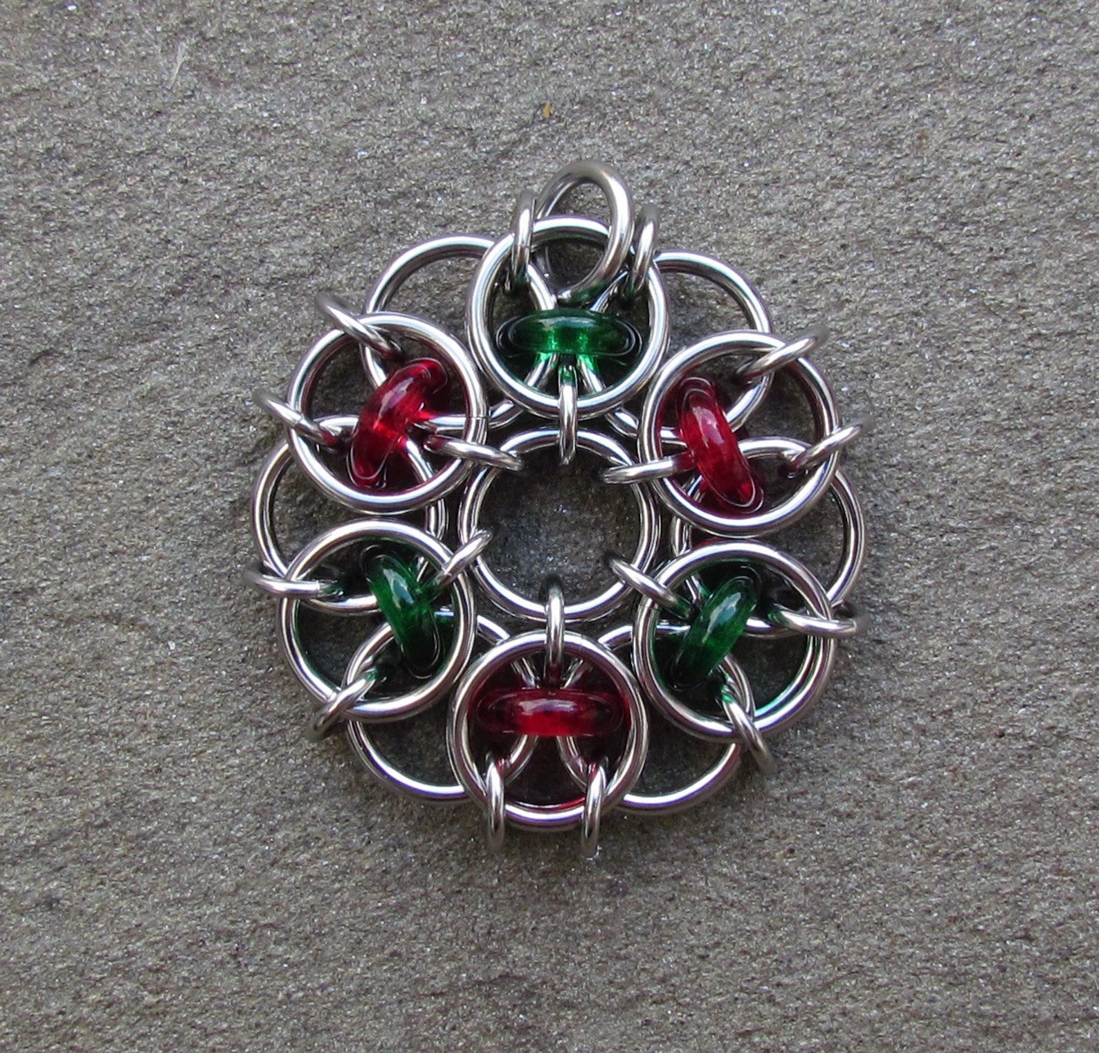 Glass Pendant Christmas Ornament Chain Maille Pendant Glass - Etsy