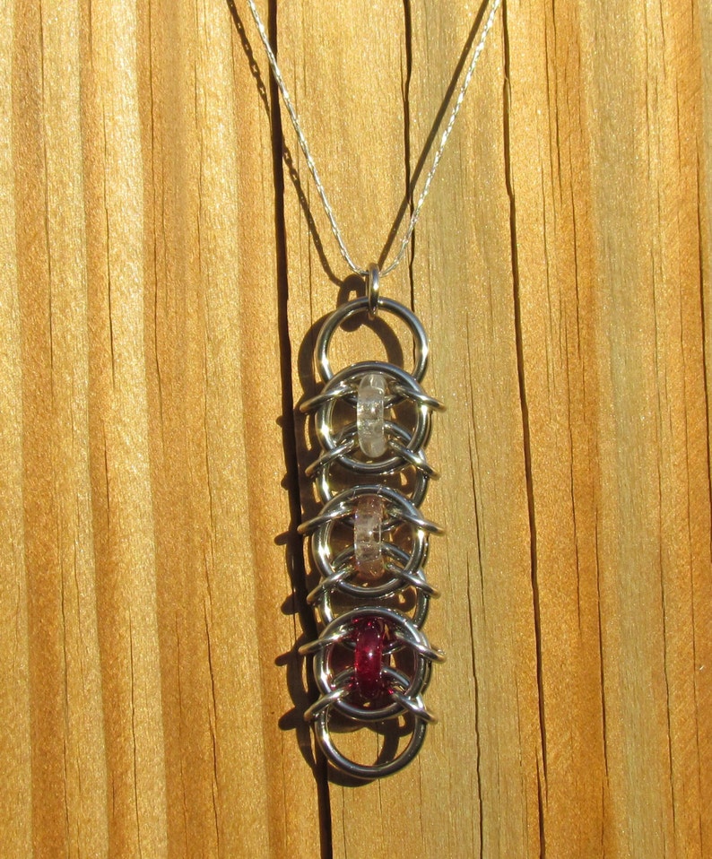 Chain Maille Pendant Glass Pendant Stainless Steel and Glass - Etsy