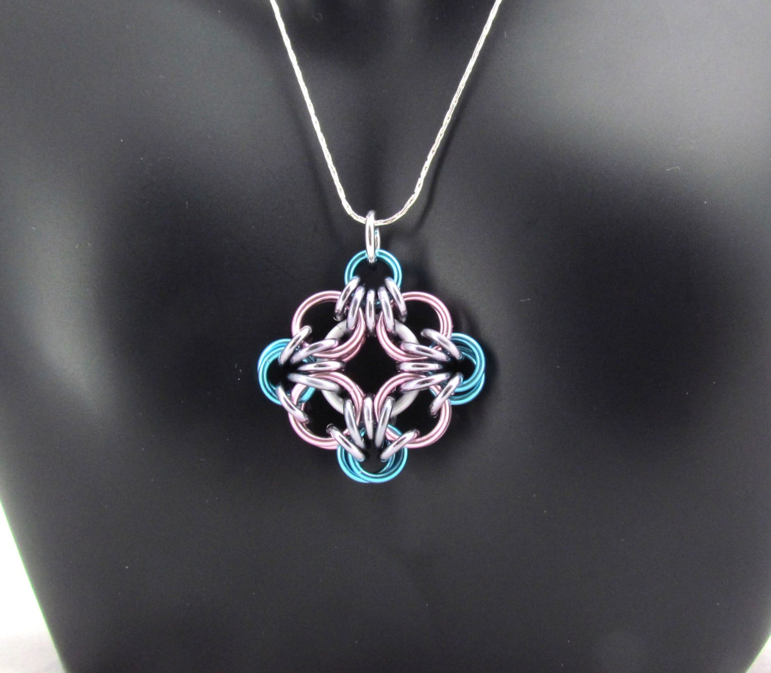 Pastel Chain Maille Pendant Multicolor Pendant Jump Ring - Etsy