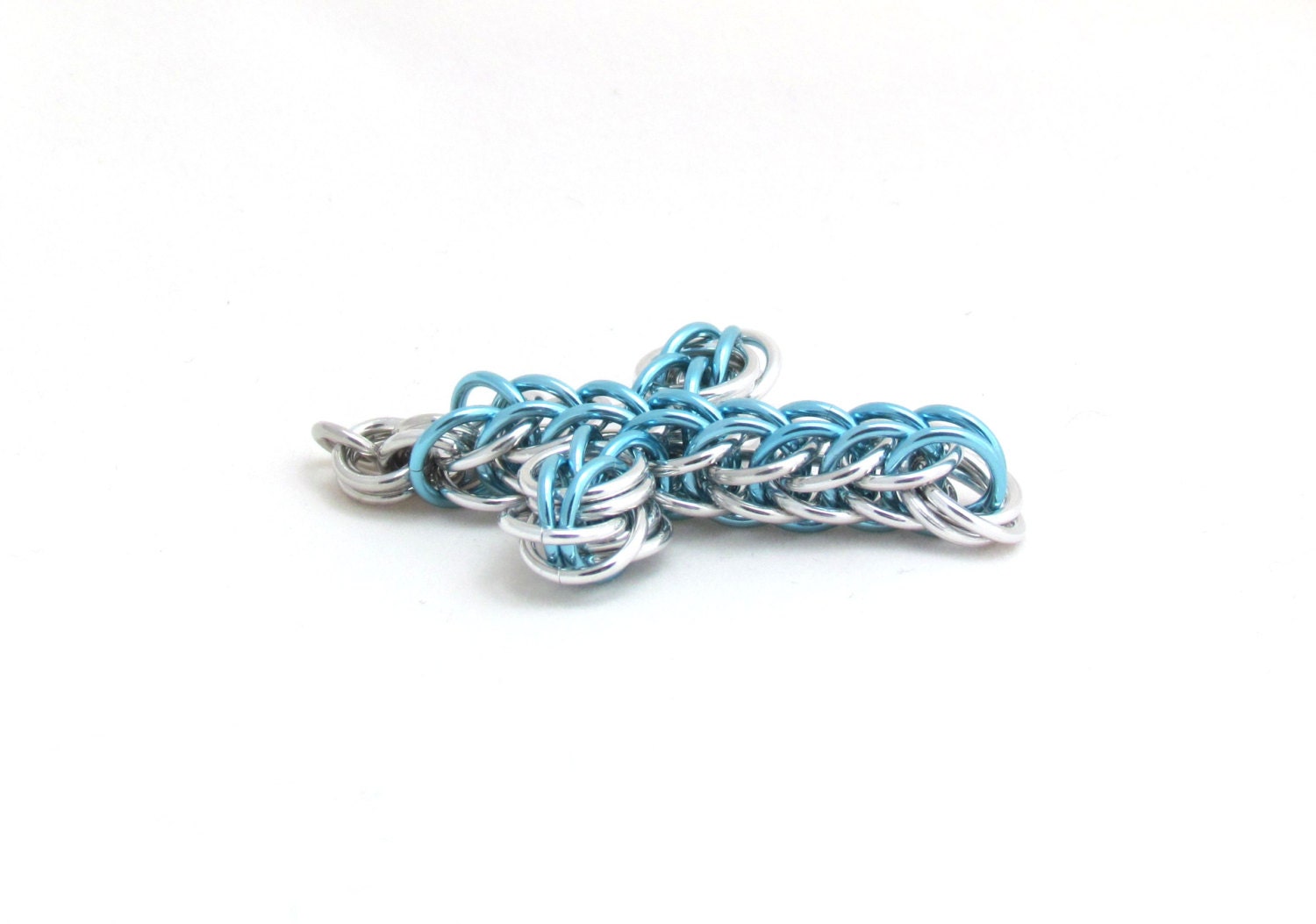 Blue Cross Pendant, Chain Maille Cross, Chain Maille Jewelry - Etsy