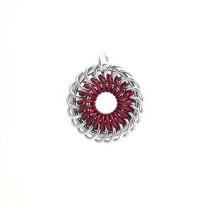 Red Pendant, Chain Maille Jewelry, Jump Rings, Spiral Chain Mail ...