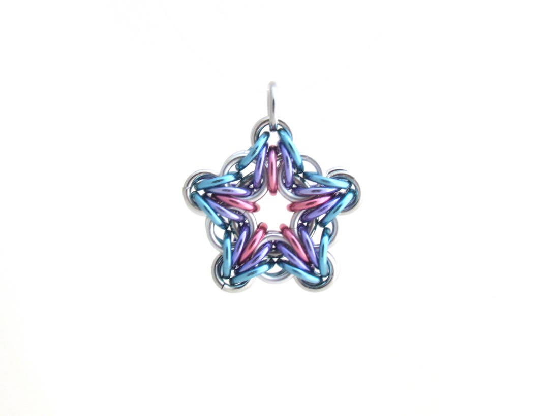 Star Pendant, Chain Mail Pendant, Pastel Jewelry, Star Jewelry - Etsy