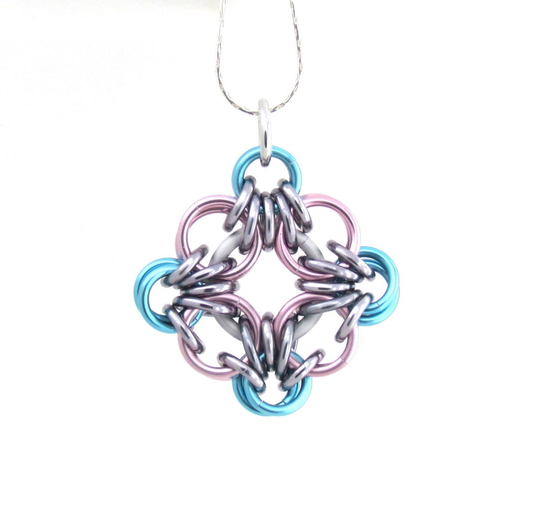 Pastel Chain Maille Pendant, Multicolor Pendant, Jump Ring Jewelry ...