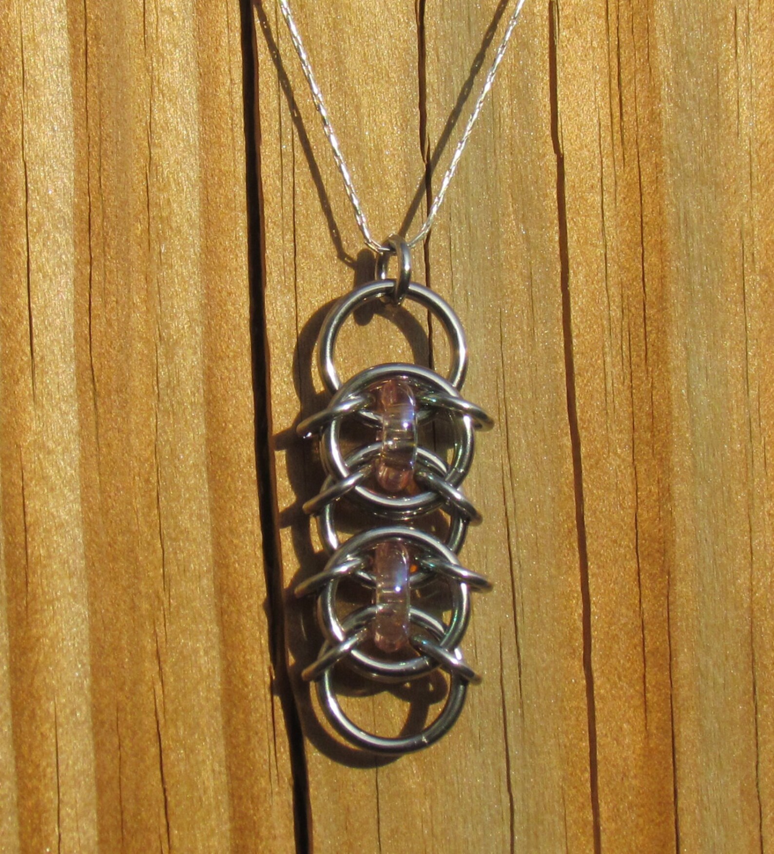 Chain Maille Pendant Pink Pendant Glass Pendant Stainless - Etsy