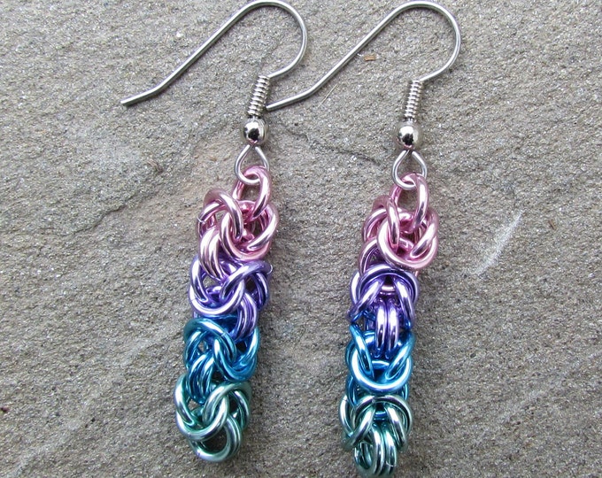 Chain Maille Earrings Pastel Earrings Multicolor Earrings | Etsy