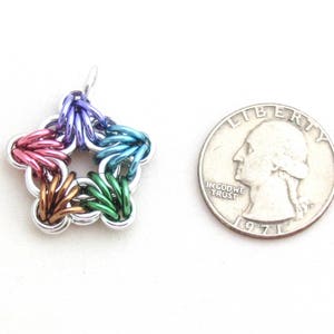 Pastel Star Pendant, Chain Maille Pendant, Multicolor Star Chain Maille ...