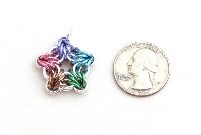 Pastel Star Pendant Chain Maille Pendant Multicolor Star - Etsy