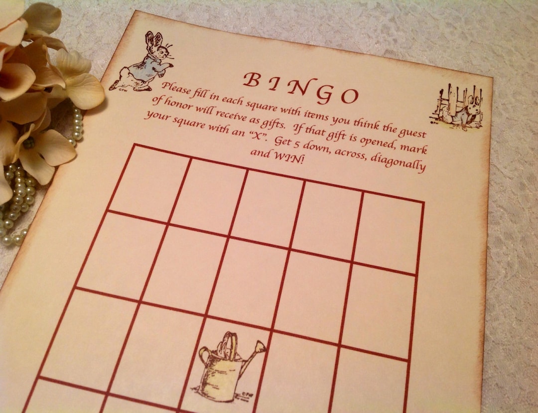 Peter Rabbit Bingo Cards Games-peter Rabbit Baby Shower Fill in Blank ...