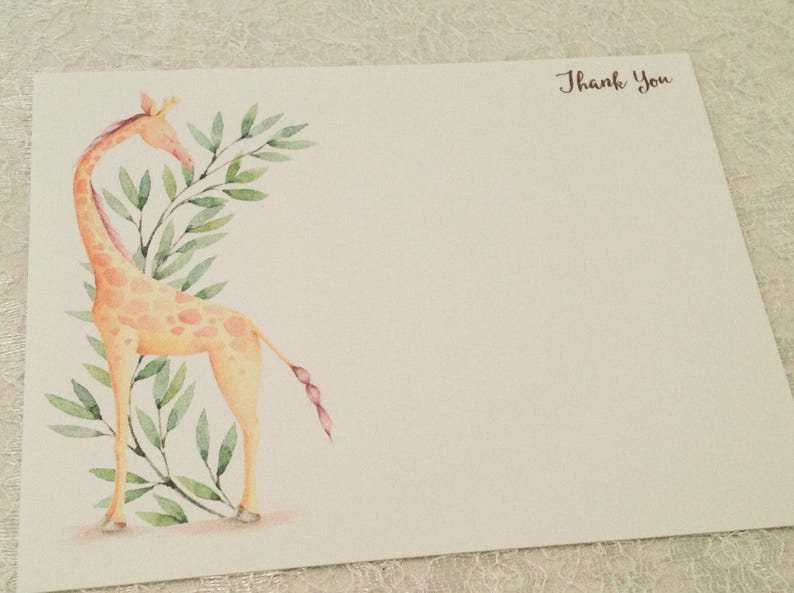 Giraffe Thank You Notes Stationery Note Cards-set of 10 - Etsy