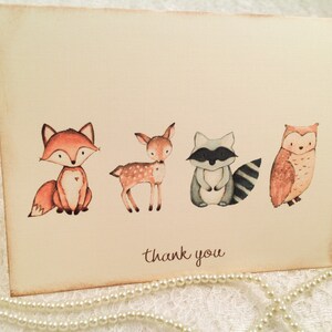 Woodland Thank You Note Cards-animal Note Cards-forest Friends Thank ...