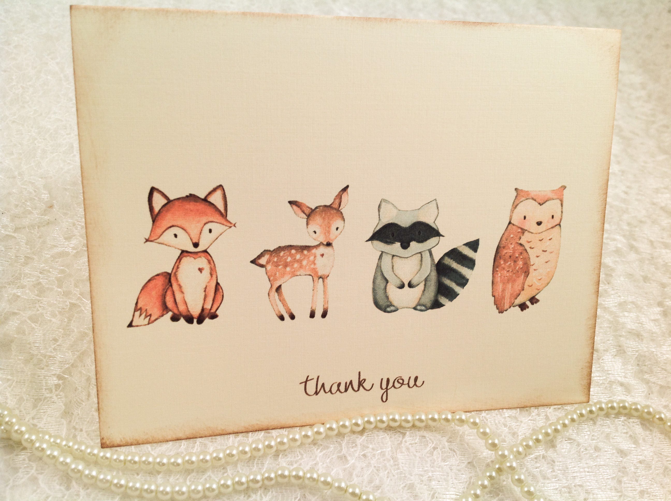 Woodland Thank You Note Cards-animal Note Cards-forest Friends - Etsy
