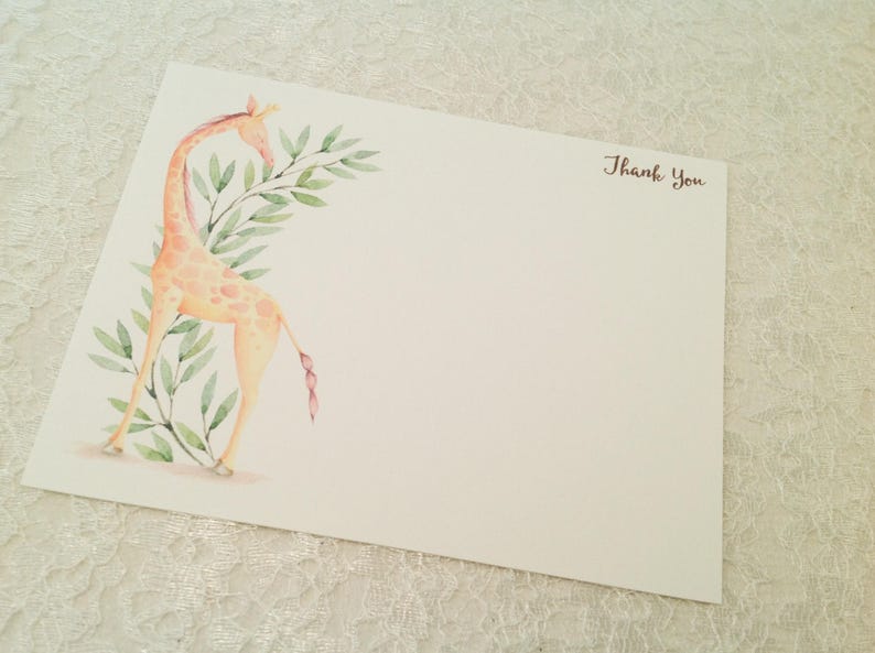 Giraffe Thank You Notes Stationery Note Cards-set of 10 - Etsy