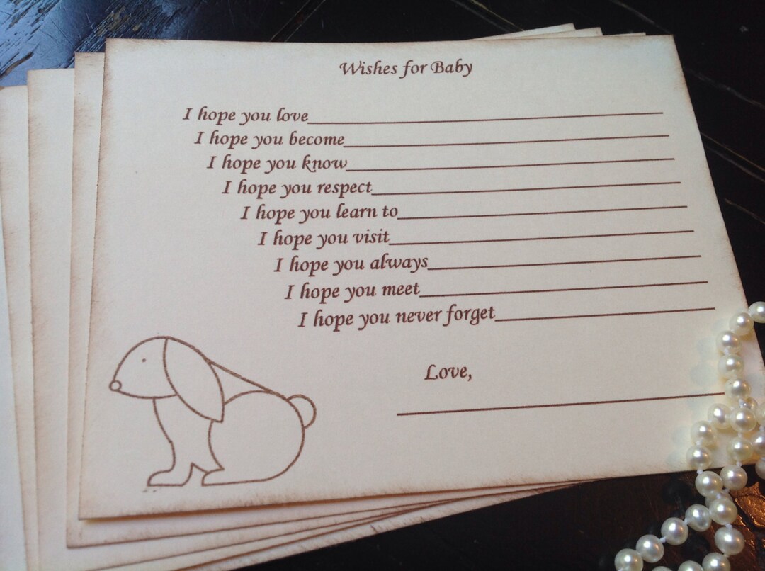 Wishes for Baby-bunny Rabbit Theme-wish Cards-gender Neutral - Etsy