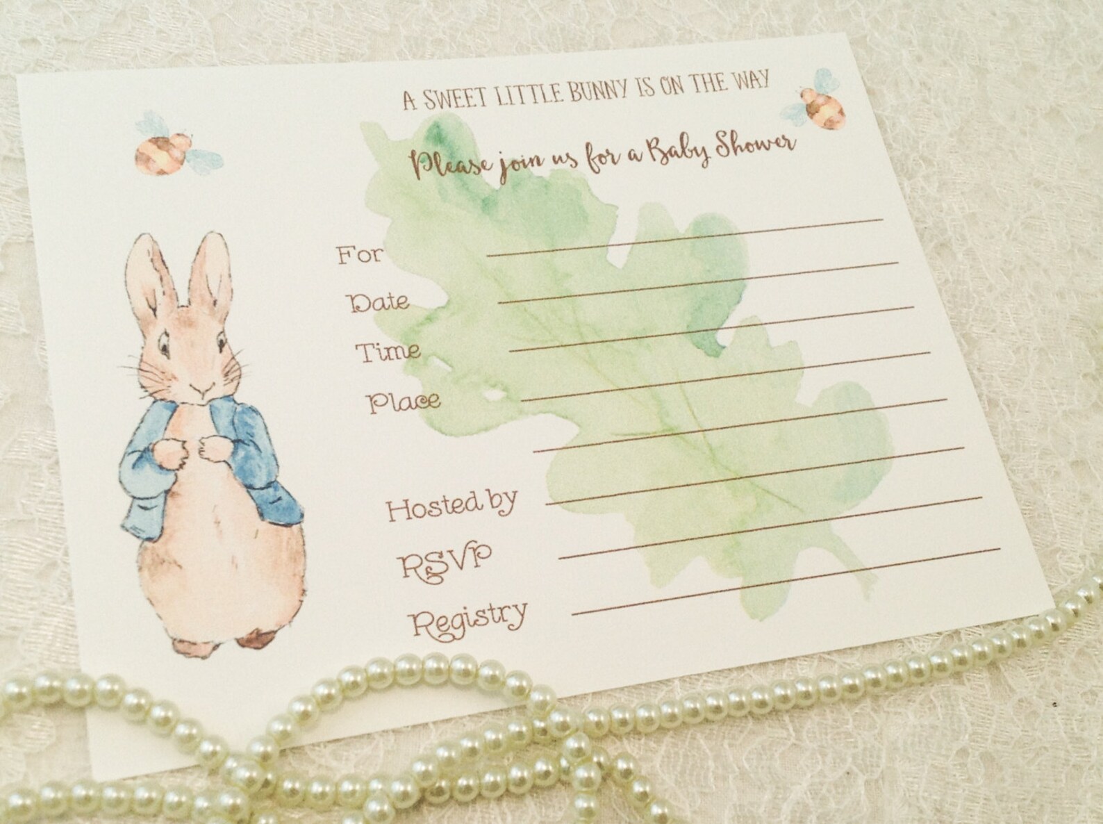 Peter Rabbit Invitation-peter Rabbit Baby Shower Fill in - Etsy