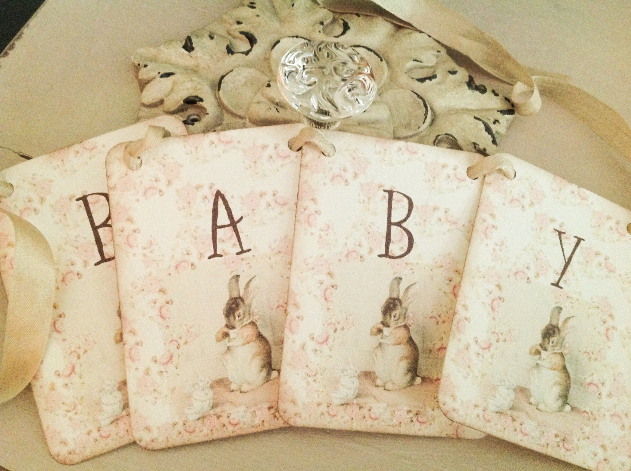 Baby Girl Baby Shower Banner, Flopsy Banner, Peter Rabbit Baby Shower ...