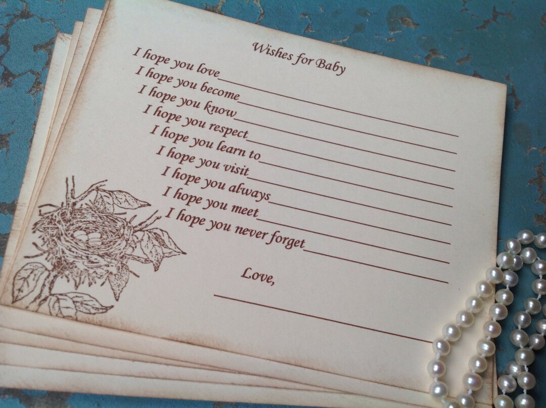 Gender Neutral Wish Cards-bird Nest Theme-blessing Cards-baby Shower ...