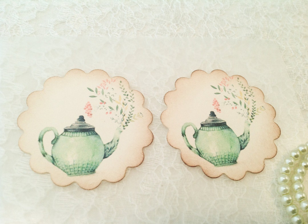 Teapot Sticker-tea Party Favor-green Teapot-garden Sticker-bridal ...