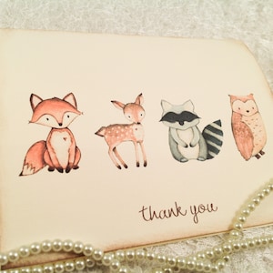 Woodland Thank You Note Cards-animal Note Cards-forest Friends Thank ...