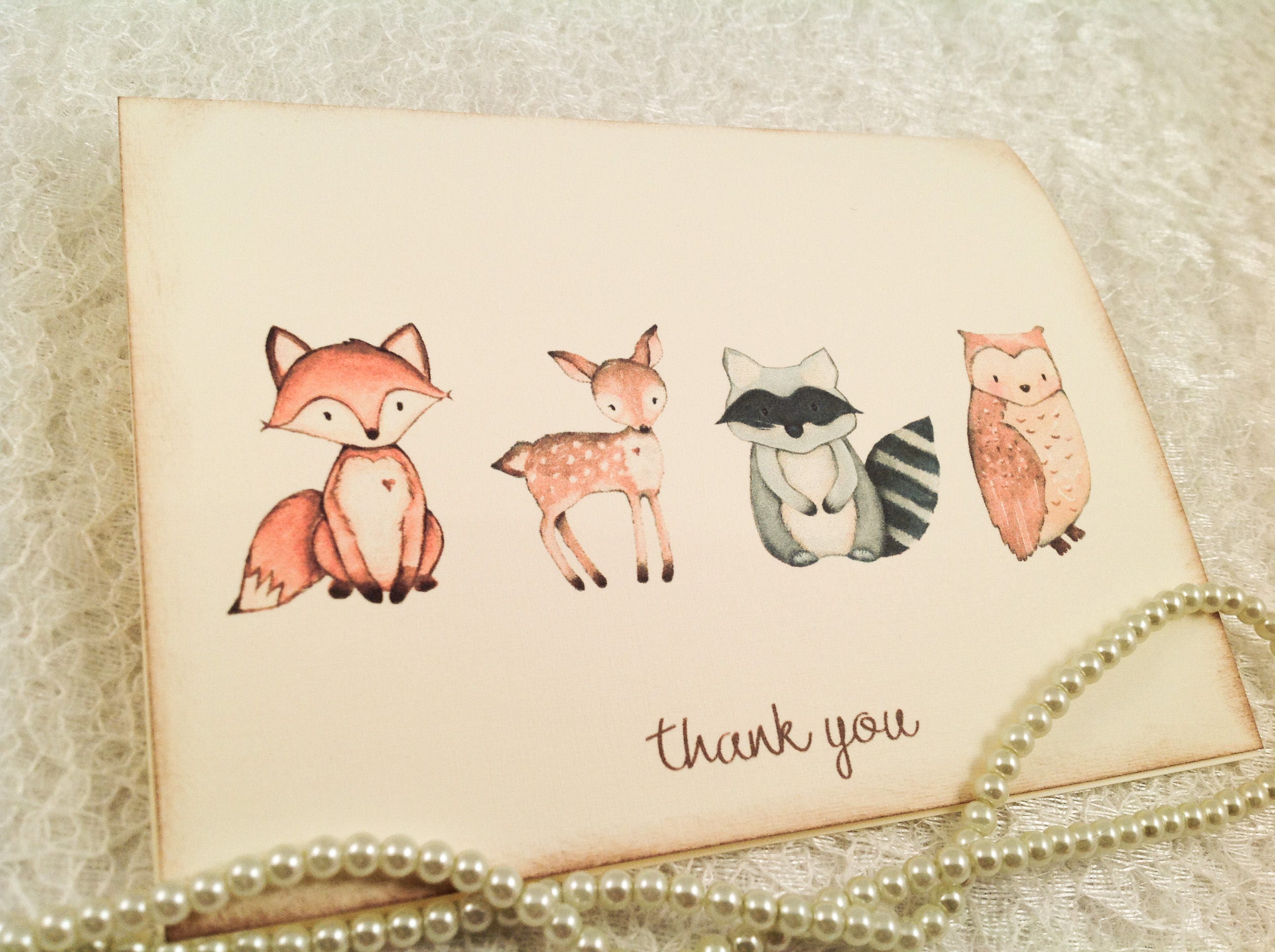 Woodland Thank You Note Cards-animal Note Cards-forest Friends - Etsy