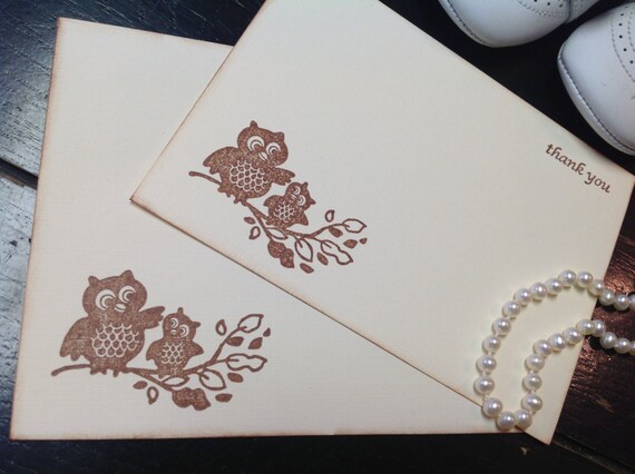 Owl Thank You Cards and Stationery-owl Theme Baby Shower and - Etsy