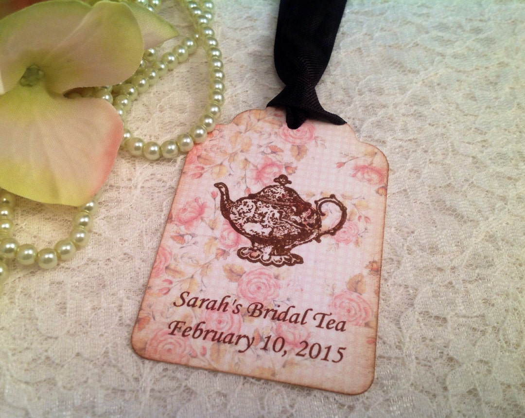 Teapot Shabby Chic Tag Wedding Shower Favor Tag-rose Bridal - Etsy
