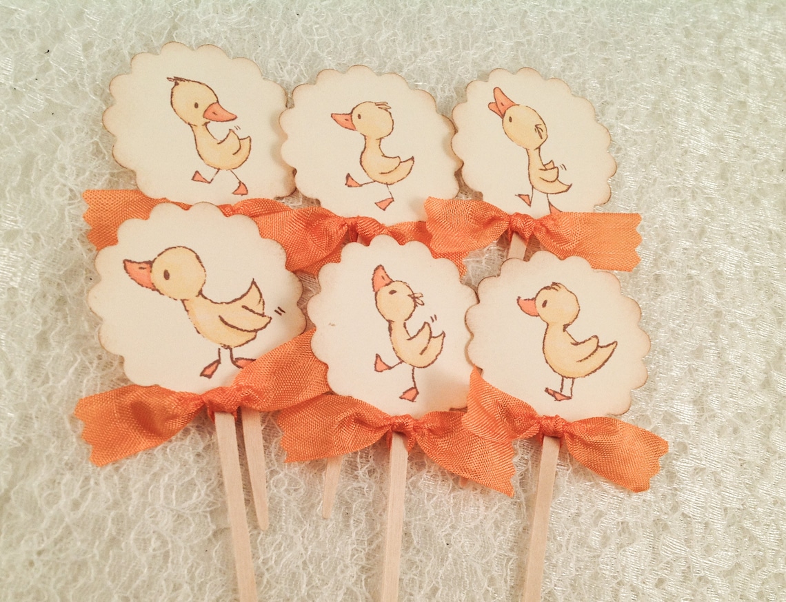 Duck Cupcake Toppers-yellow Duck Baby Shower Birthday Picks - Etsy