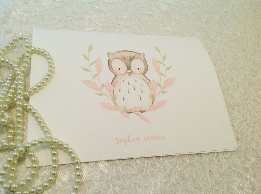Thank You Note Cards-personalized Cards-owl Cards and Stationery-cute ...