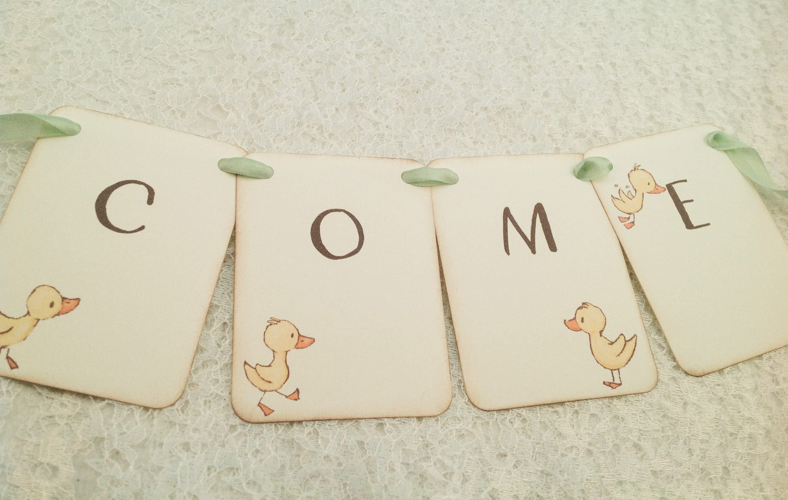 Duck Baby Shower Banner-welcome Little One Banner-yellow Ducks Signs ...