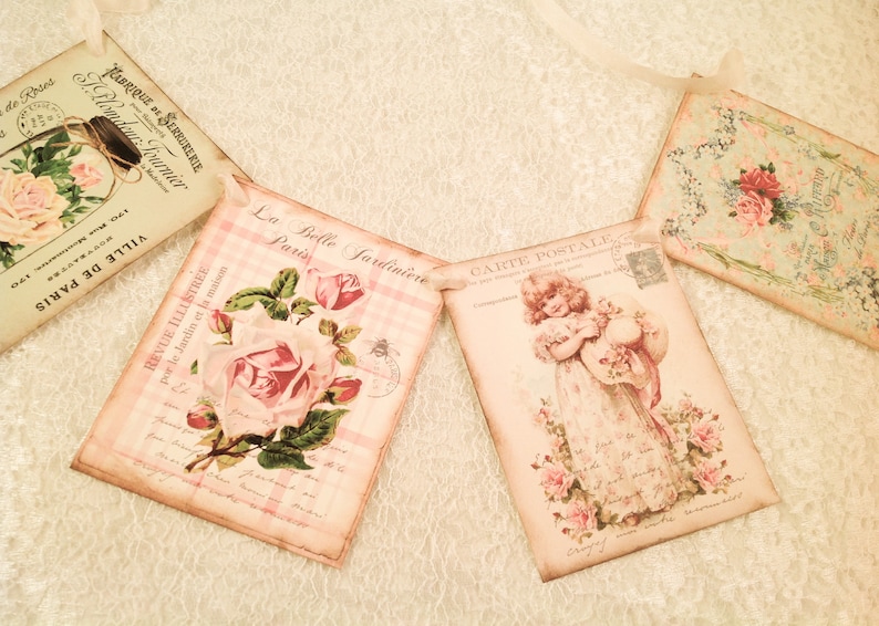 French Style Banner Garland-shabby Chic Mason Jar Banner - Etsy