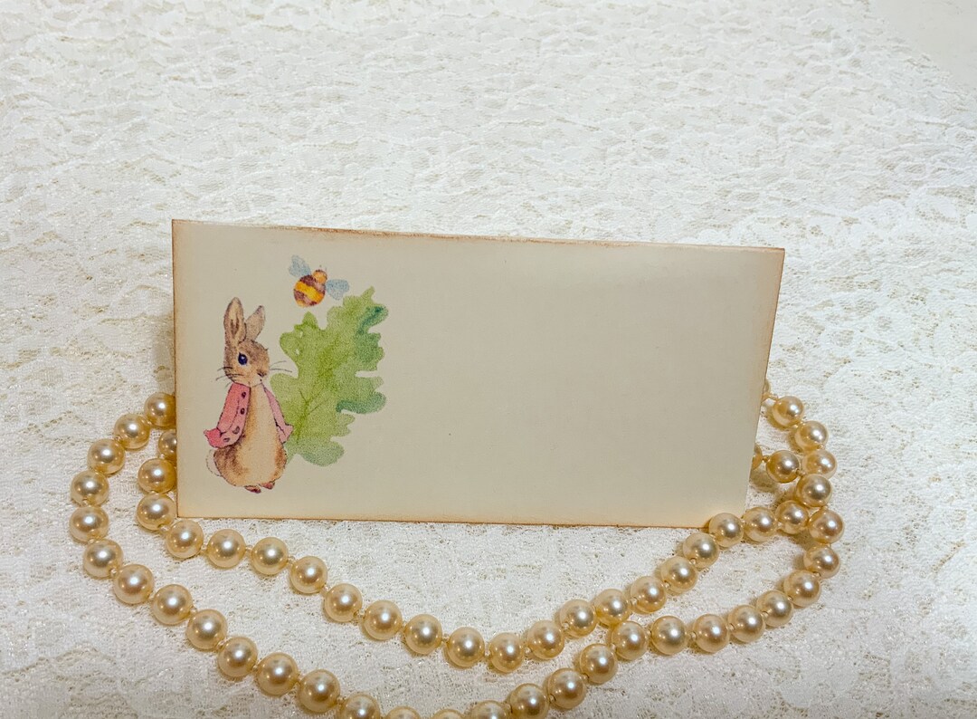 Pink Peter Rabbit Place Cards, Pink Jacket Peter Rabbit Birthday Food ...