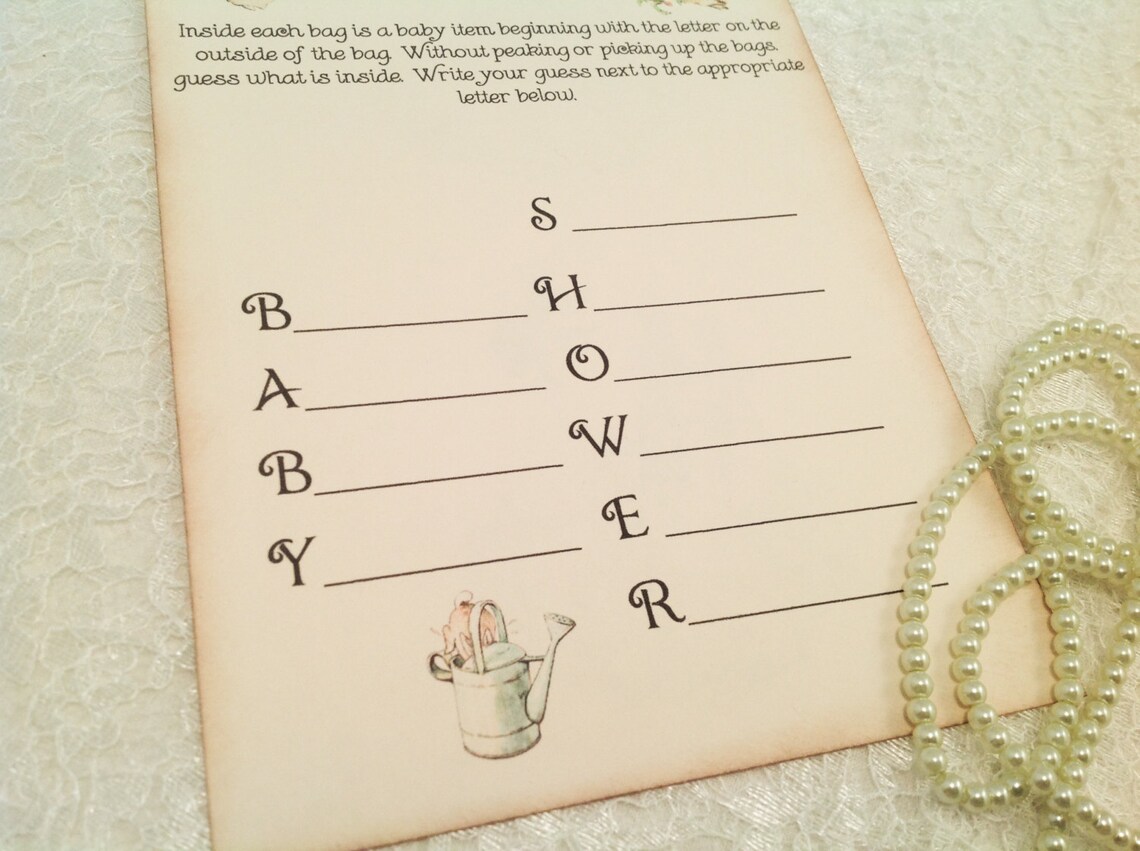 Peter Rabbit Bingo Cards Games-peter Rabbit Baby Shower Fill in Blank ...