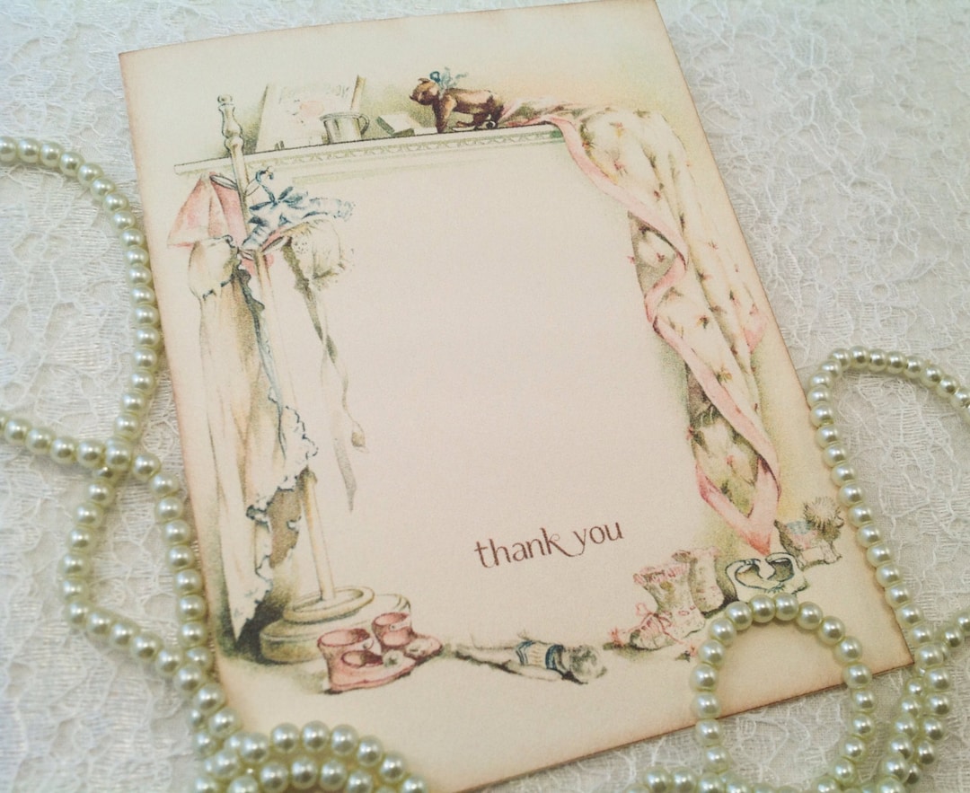 Personalized Thank You Notes-victorian Note Cards Stationery-baby Thank ...