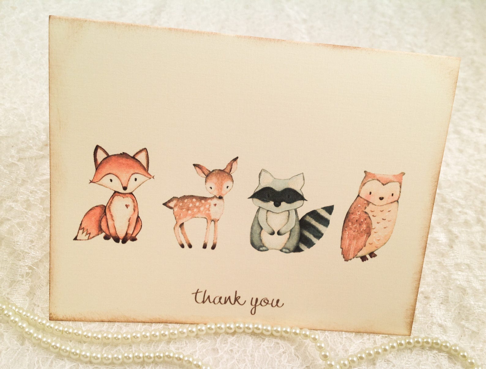 Woodland Thank You Note Cards-animal Note Cards-forest Friends - Etsy