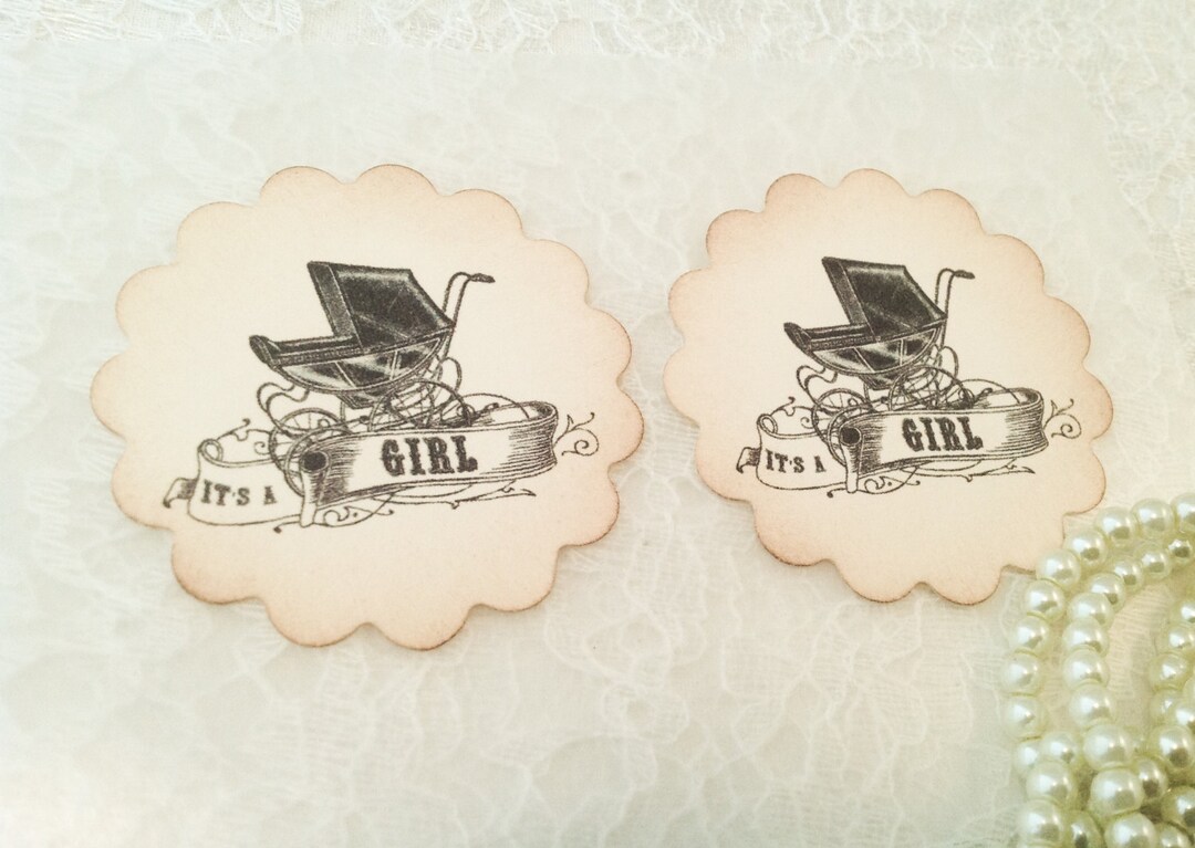 Baby Girl Stickers-it's a Girl Stickers Labels Favors-vintage Pram ...